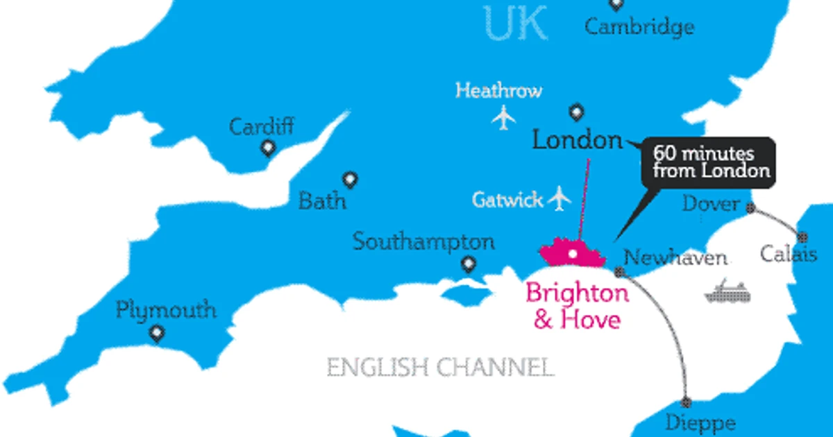 Brighton Map England - The Happiest Location In The UK