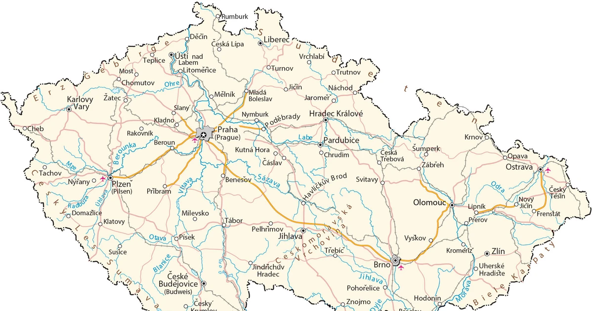 Map Of The Czech Republic - A Detailed Road & Tourist Map