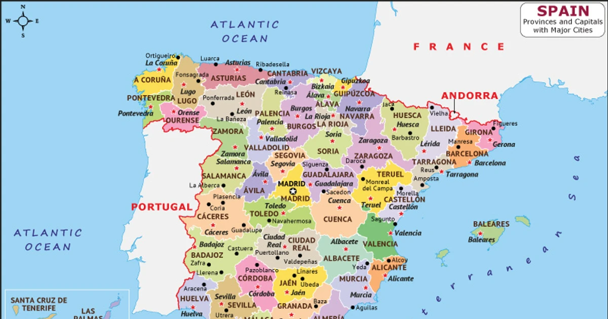 Map Of Spain - A Detailed Road & Tourist Map